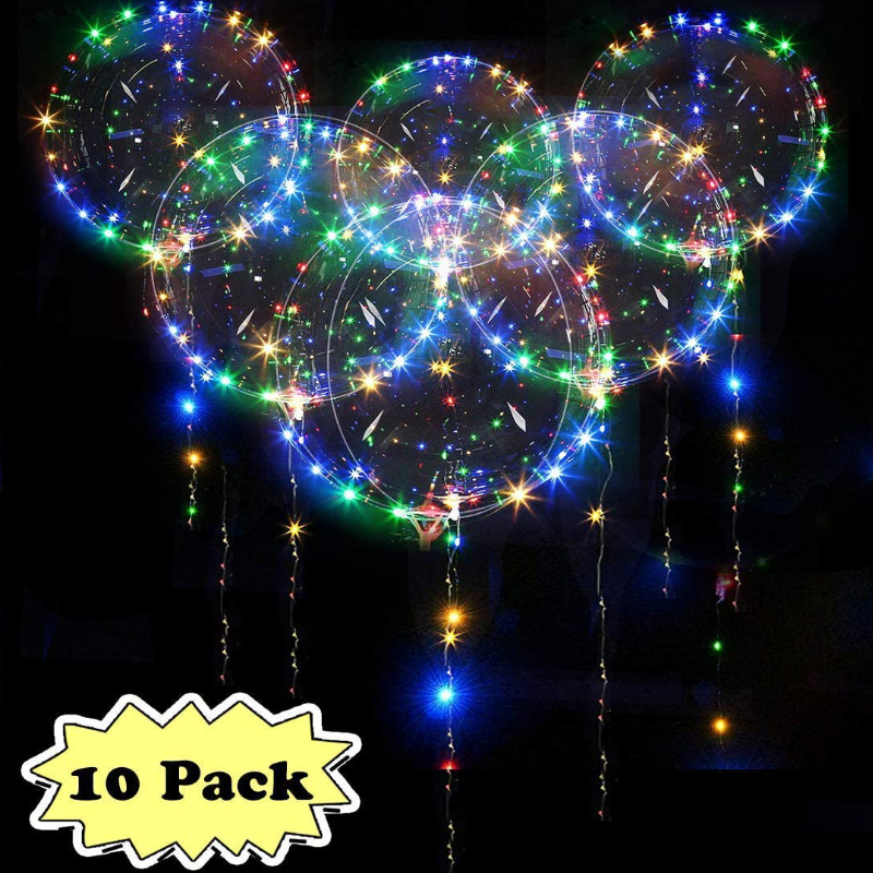 10 PCS LED Balloons - Transparent Helium LED light up Balloons with ...
