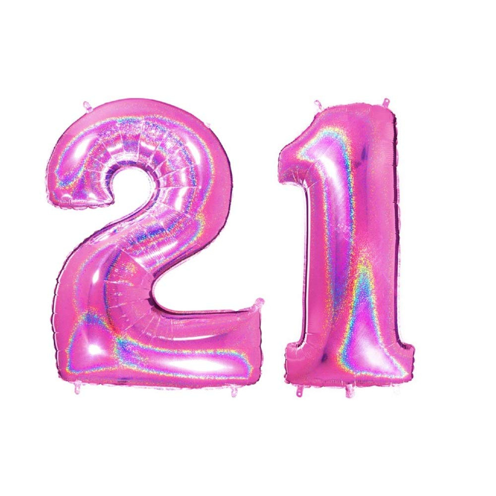 40" Holographic Foil Number Balloon - Party Decorations (Holo Pink ...