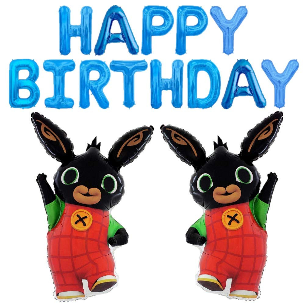 Bing Party Balloon Pack - With 16" Blue Happy Birthday Balloon Banner ...