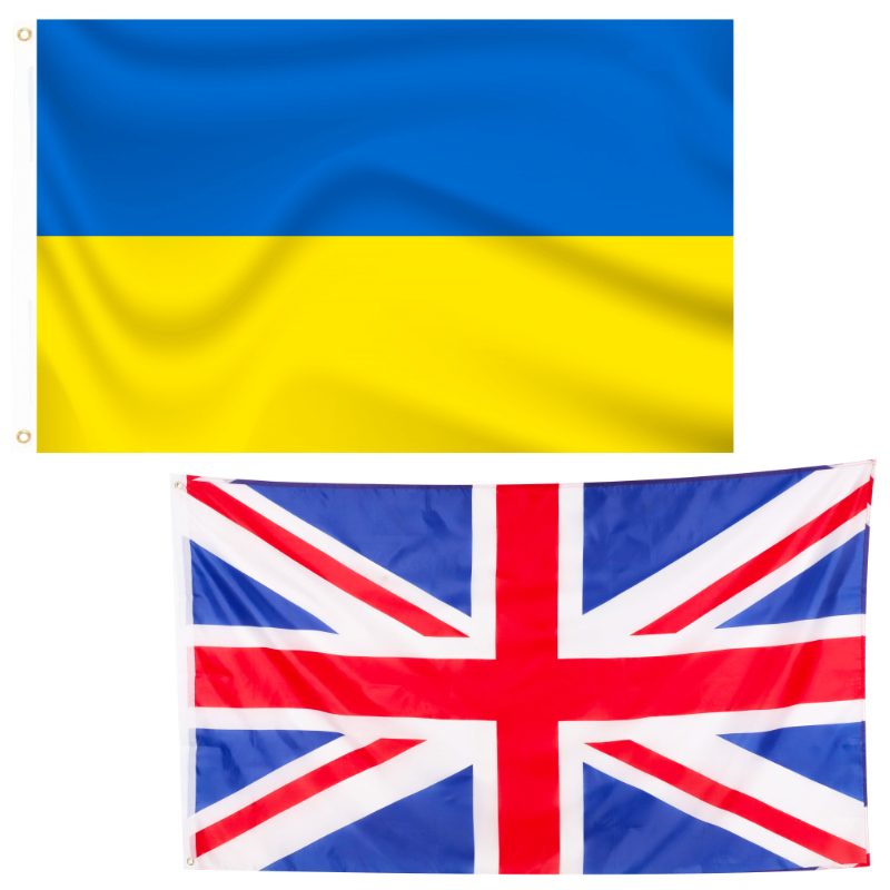 Pack Of 2 Flags - 5ft X 3ft (150cm X 91cm) Ukrainian & Union Jack flag ...