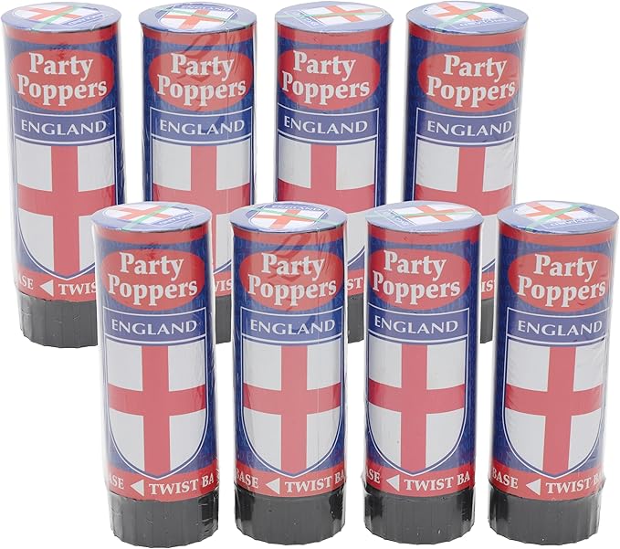 ENGLAND Design 8 Pack Party Poppers - Celebratory Cannon - St George's ...